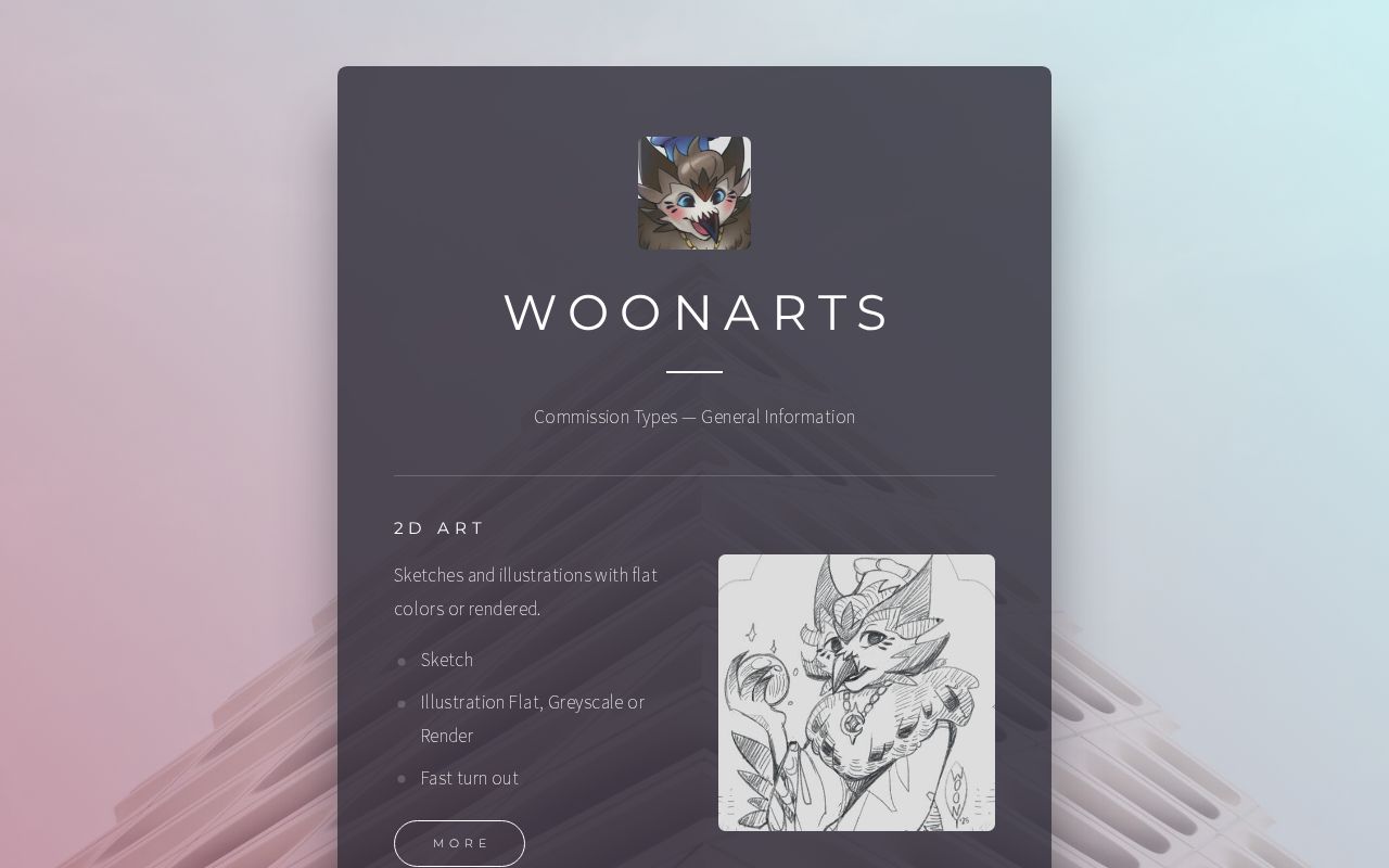 Woonarts' Commission Types